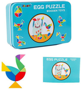 KIDOLOGY Wooden Pattern Egg Puzzle Road Trip Game Jigsaw Shapes Toys ...