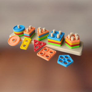 ENGITECH Geometric Shape Sorter Puzzle Toy Shape Matching Blocks Color ...