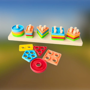 Kidsbuddy Geometric Shape Sorter Puzzle Toy Shape Matching Blocks Color ...