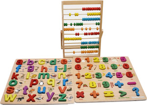 justhandmade Wooden Abacus Frame | Letters | Numbers for Kids(Combo of ...