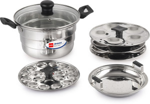 Cello Aroma Idli Pot with Glass Lid & Multiple Plates, Silver ...