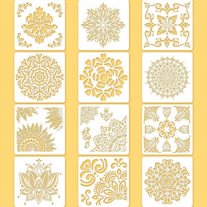 IVANA'S 12 Pieces 12 x 12 Inch Large Reusable Stencil Mandala Stencil ...