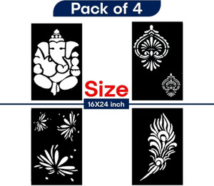 JAZZIKA Combo Stencils for wall painting (Size:- 16 X 24 Inch) Theme ...
