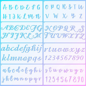 IVANA'S 8 Pieces Calligraphy Letter Number Stencil Reusable Template ...