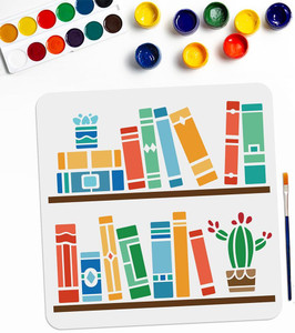 Devasya Crafts Bookshelf Stencil Book Stencil for Painting 11.8×11 ...