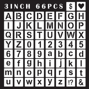 DEQUERA Letter Stencils Interlocking Stencils 4 Inch, 66Pcs Numbers ...