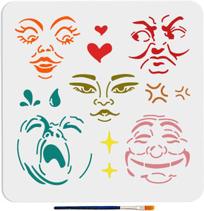 Devasya Crafts Face Expression Stencil 11.8×11.8inch 5 Face Patterns ...
