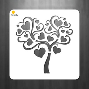 Stencilia Heart tree stencil Heart tree stencil for Art and Craft 6x6 ...