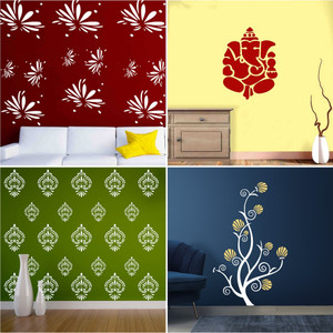 JAZZIKA Combo Stencils for wall painting (Size:- 16 X 24 Inch) Theme ...
