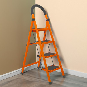 Cheston MS Steel Orange Ladder for Home 4 Steps Foldable 5.1 FT Anti ...