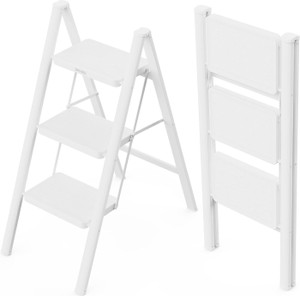Feeling mall 3 Step Ladder, Portable Lightweight Folding Ladders with ...