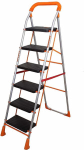 PARASNATH Orange Diamond Heavy Folding Ladder with Wide 6 Steps Mild ...