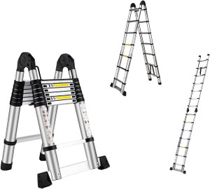 WB WELBUILT 18.5FT (5.6m) A-Type Telescopic Ladder for Home & Outdoor ...
