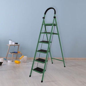 Cheston Foldable GI Steel 6-Steps Home Ladder |6.3 Feet |Wide Pedal ...