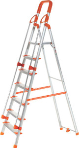 ProHome 7 Steps Ladder with Railing and Anti Slip Shoes Aluminium ...
