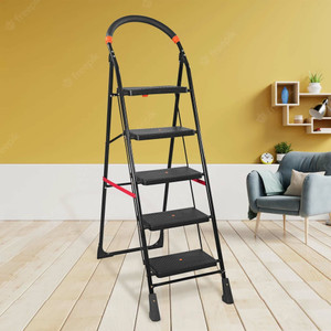 TNT 5 Step Heavy Duty Foldable Step Ladder with Anti-Skid Shoes and ...