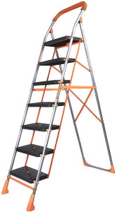 PARASNATH Orange Diamond Folding Ladder with Wide Steps 7 Steps 7.2 FT ...