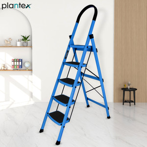 Plantex Prime Folding 5 Step Ladder for Home - 5 Wide Anti-Skid Steps ...