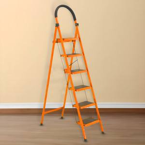 Cheston Foldable Orange 6-Step MS Steel Home Ladder 6.1 FT Height Anti ...