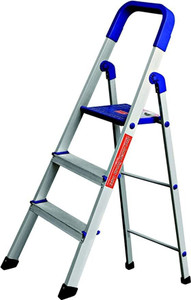 CIPLA PLAST 3 Step Heavy Platform Aluminium Finish Ladder-- Home Pro 3 ...