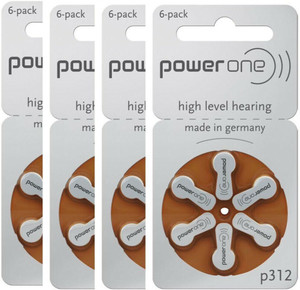 Power one P312 Hearing Aid Batteries 1.45V 4 patta (24 battery) Button ...
