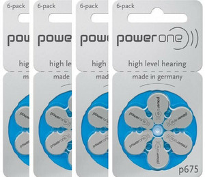 Power one P675 Hearing Aid Batteries 1.45V 4 patta (24 battery) Button ...