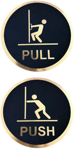 Signkart 6 inch Push & Pull Signage nano Self-Adhesive Black Golden ...