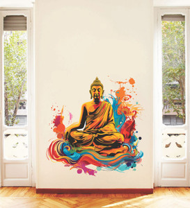 DKdecor 39 cm Gautam Buddha - Colorful Buddha Wall Sticker Self ...