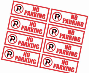 Stikor 12 inch No Parking Sign Sticker 4 piece Self Adhesive Warning ...