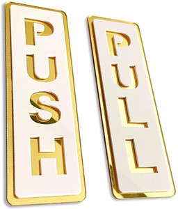 PRINTHUA 6 inch WHITE & GOLDEN Acrylic PUSH PULL DOOR Sign for Hotel ...