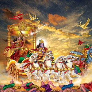 Ordershock 8 inch Krishna Arjun Mahabharat Rath Sticker Home Décor Wall ...