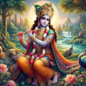 Ordershock 20.32 inch Lord Krishna, Bansuri & Beautiful Tree Wall ...