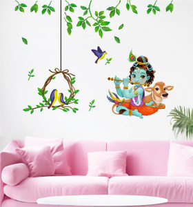 rawpockets 1 cm Wall Decals ' Lord Krishna With birds Combo'Wall ...