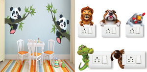 Walltech 18 cm Panda Hanging on a branch With Animals Switch Board ...