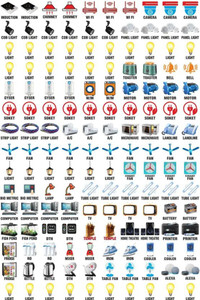 RECKZOZ 1.5 cm Self-Adhesive Switch Stickers- 40 Designs for Electric ...