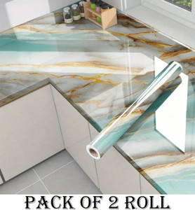 WDIZE 400 cm Self Adhesive Aluminum Shining Marble Foil Waterproof ...