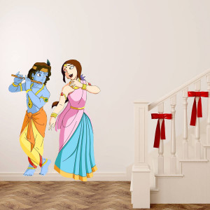 VCREATE DECOR 58 cm Radha Krishna Wall Sticker & Decal Self Adhesive ...