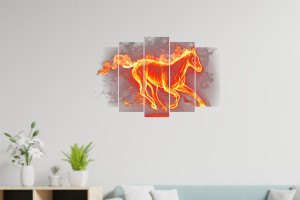 AK GRAPHICS 60 cm Horse running away from fire wall sticker Self ...