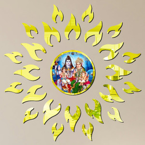 SANBIA 46 cm 3D Shiv Parvati Bhole Gauri Wall Sticker Golden Mirror ...