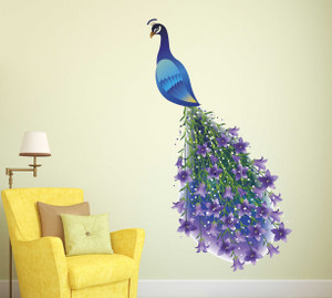 Zampyy 55 cm Peacock| Wall Stickers |PVC Vinyl| Non-Reusable Sticker ...