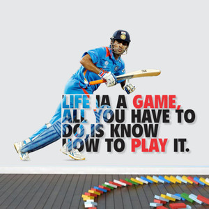 DivineDesigns 61 cm MS Dhoni Life is Game Self Adhesive Sticker Price ...