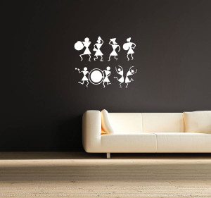 Sticker Hub 50 cm Warli Art Tribal People decorative wall sticker 50cm ...