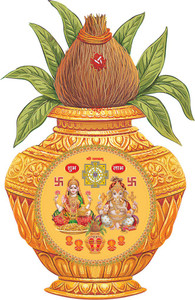 god & god's 41 cm Laxmi & Ganesh Ji on Yellow Kalash Self Adhesive ...