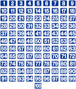 ShubhFly 8 cm Numbers Sticker 1 to 100 Digits Blue Number Sign ...