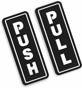 PRINTHUA 6 inch White & Black MDF PUSH PULL DOOR Sign for Hotel Office ...