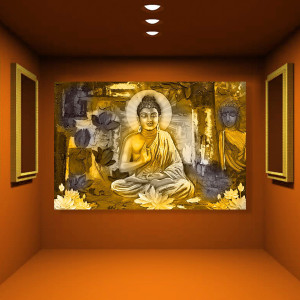 Gautam Buddha Artistic Vinyl Sticker Fine Art Print - Religious posters ...