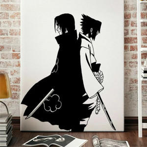 WallWonders 60 cm " Sasuke Uchiha & Itachi Uchiha " Black color Vinyl ...