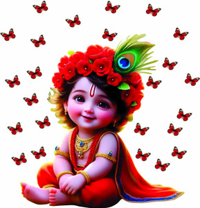 JNM ENTERPRISES 50 cm cute little Krishna wall sticker PVC vinyl (50x50 ...