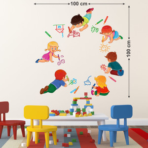 Tuffuk 100 cm Kids Are Playing | Wall Stickers | PVC Vinyl | Non ...