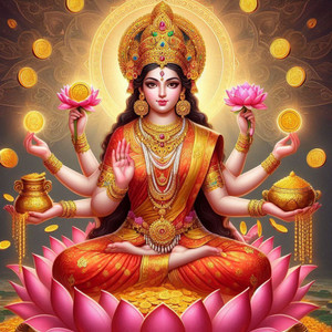 Ordershock 8 inch Maa Lakshmi In Red & Golden Cloths Wall Sticker For ...